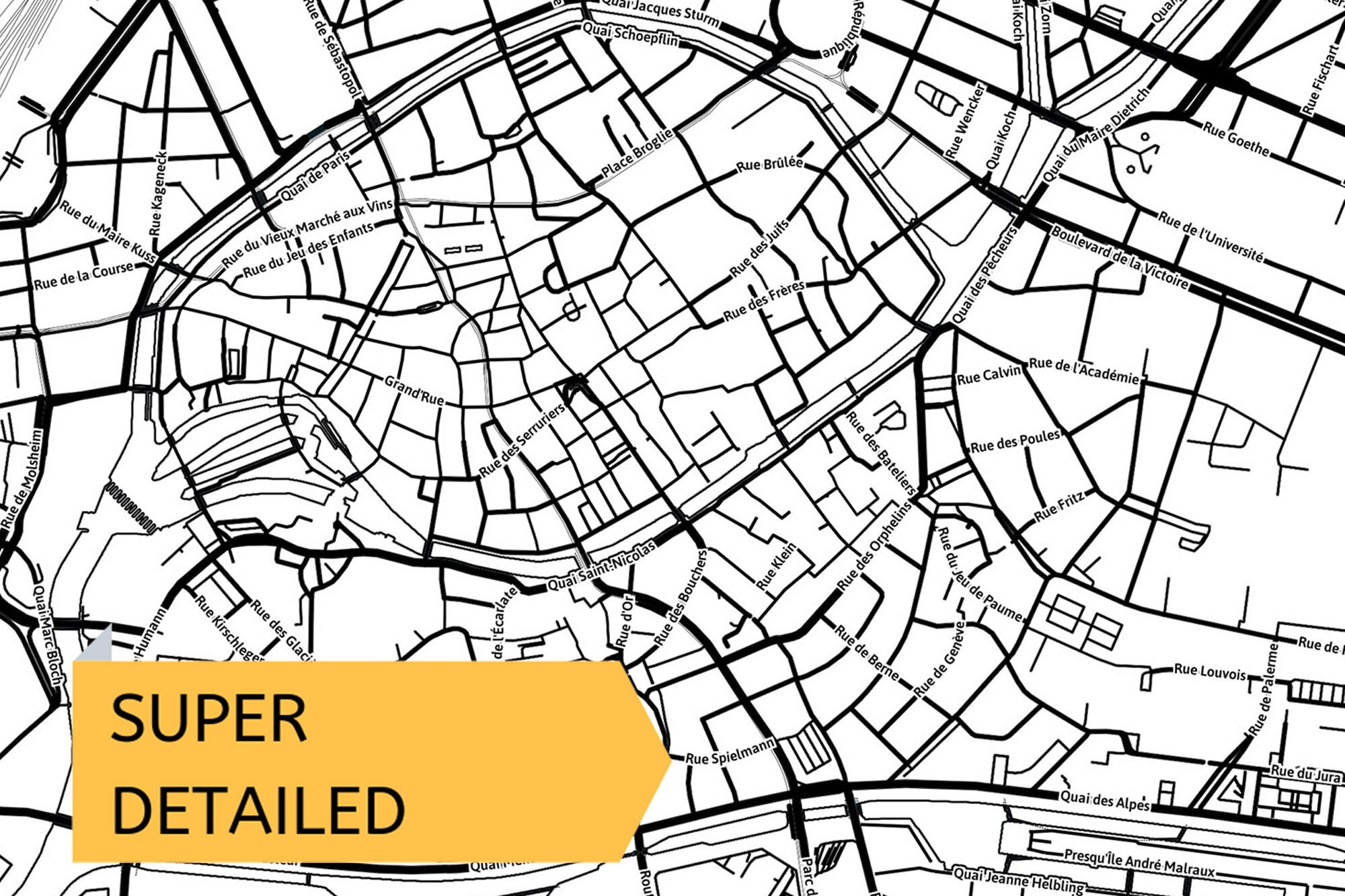 Printable Map of Strasbourg France With Street Names | Etsy