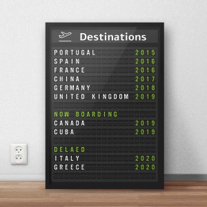 Personalized Airport Departures Board, Printable Destination Board ...
