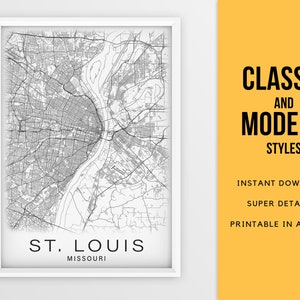 Printable Map of St. Louis, Missouri, United States Instant Download ...