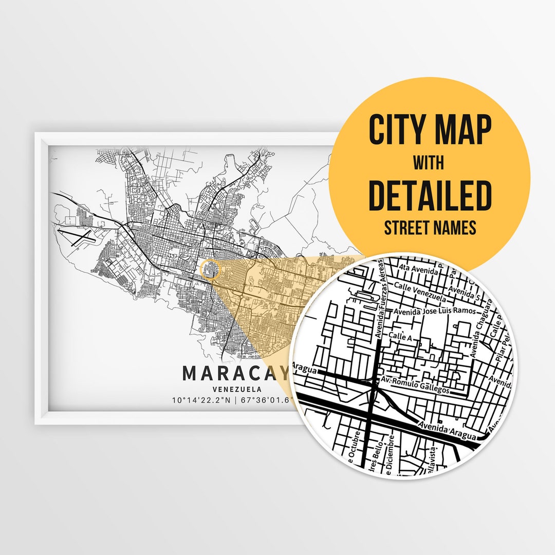 Mapa imprimible de Maracay, Venezuela con nombres de calles - Descarga ...