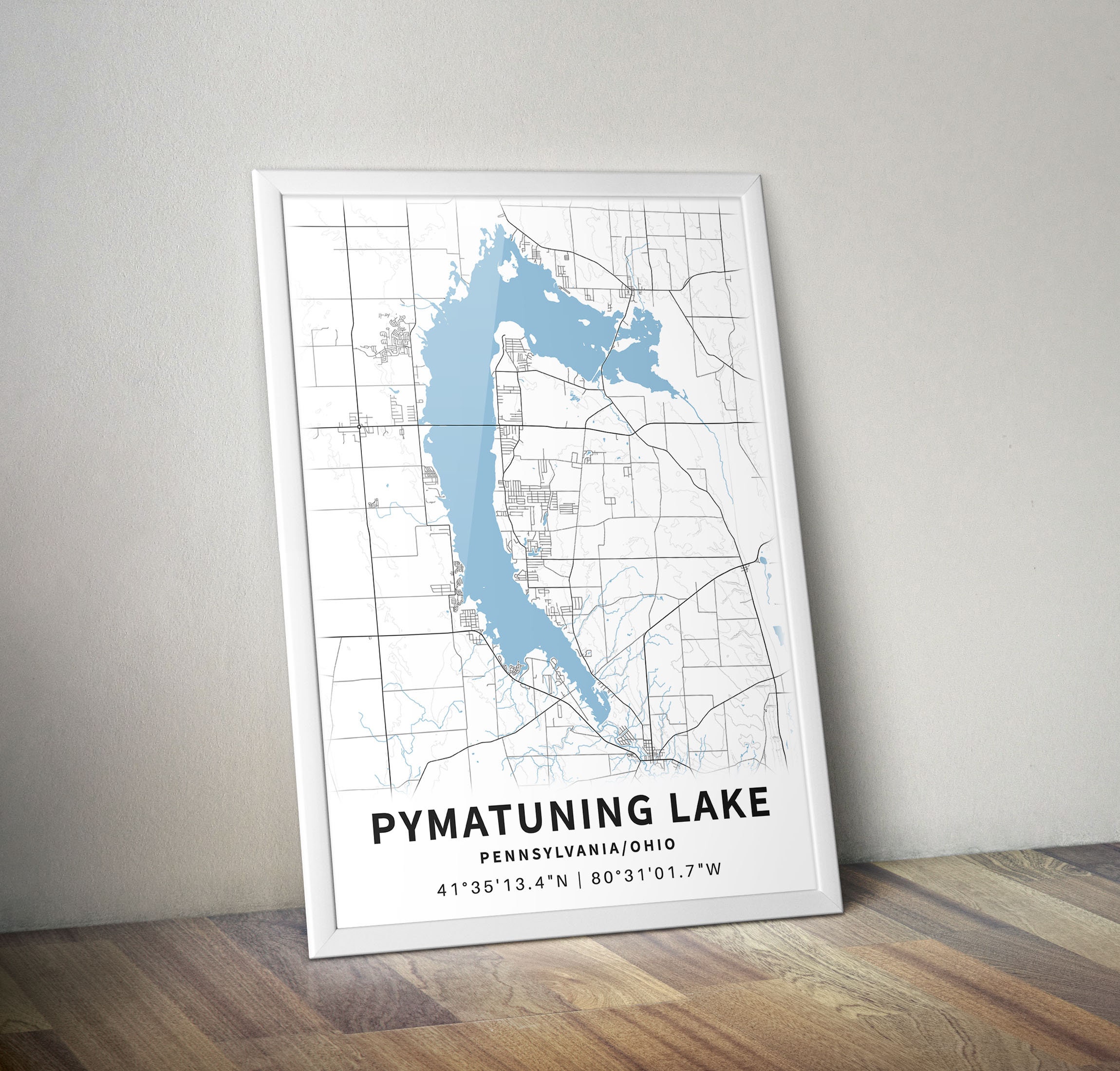 Printable Map of Pymatuning Lake Pennsylvania and Ohio - Etsy