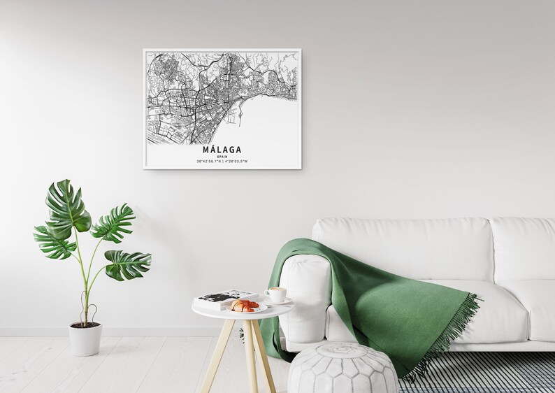 Printable Map of Malaga, Spain With Street Names - Instant Download ...