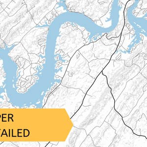 Printable Map of Watts Bar Lake, Tennessee, US - Instant Download ...