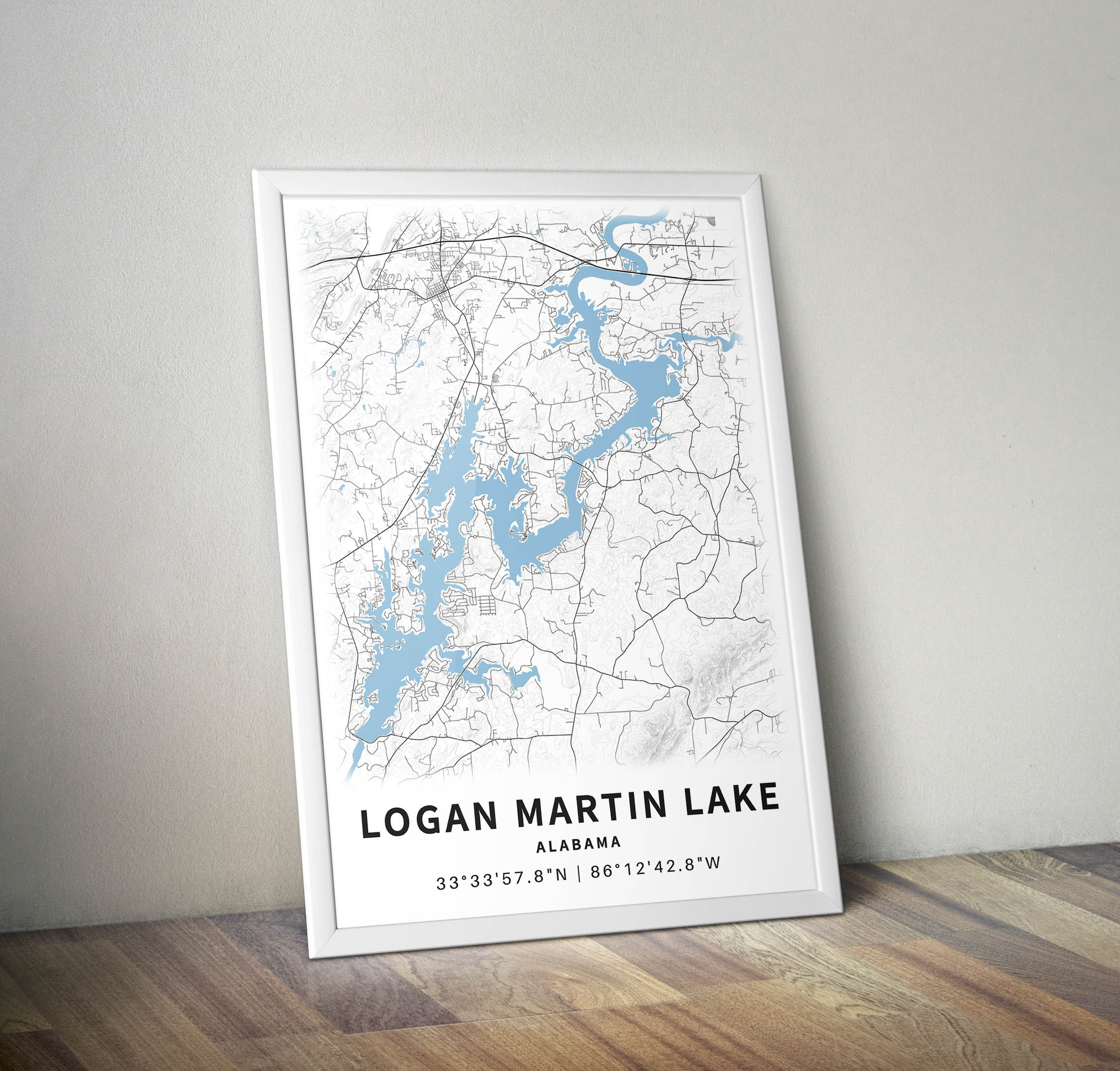 Printable Map of Logan Martin Lake, Alabama, US - Instant Download ...