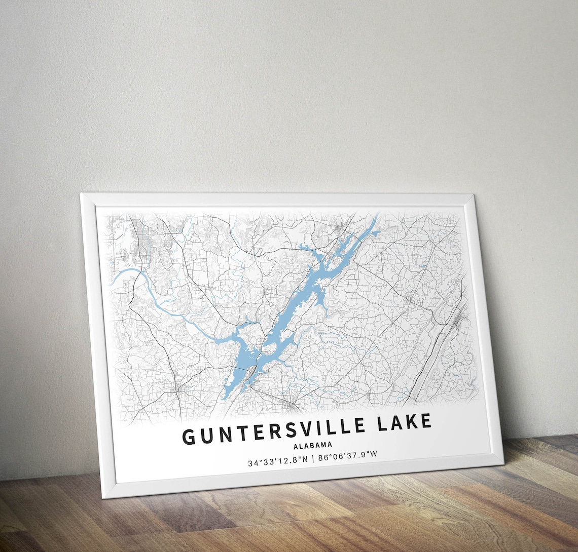 Printable Map of Guntersville Lake Alabama United States - Etsy