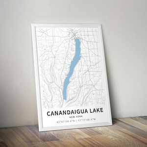 Printable Map of Canandaigua Lake, New York, US Instant Download Lake ...