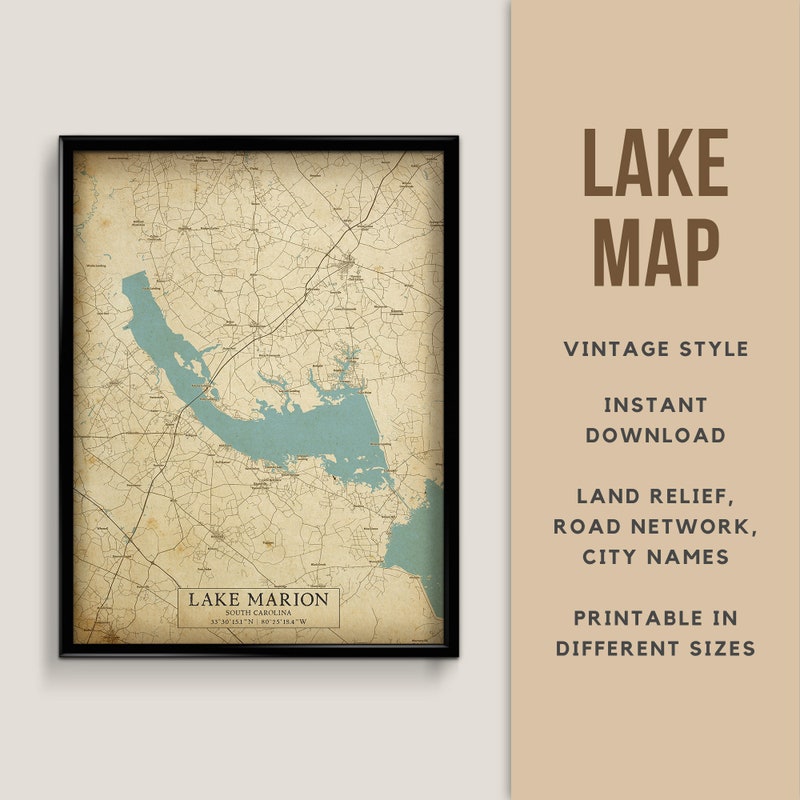Antique Map Lake Marion - Etsy