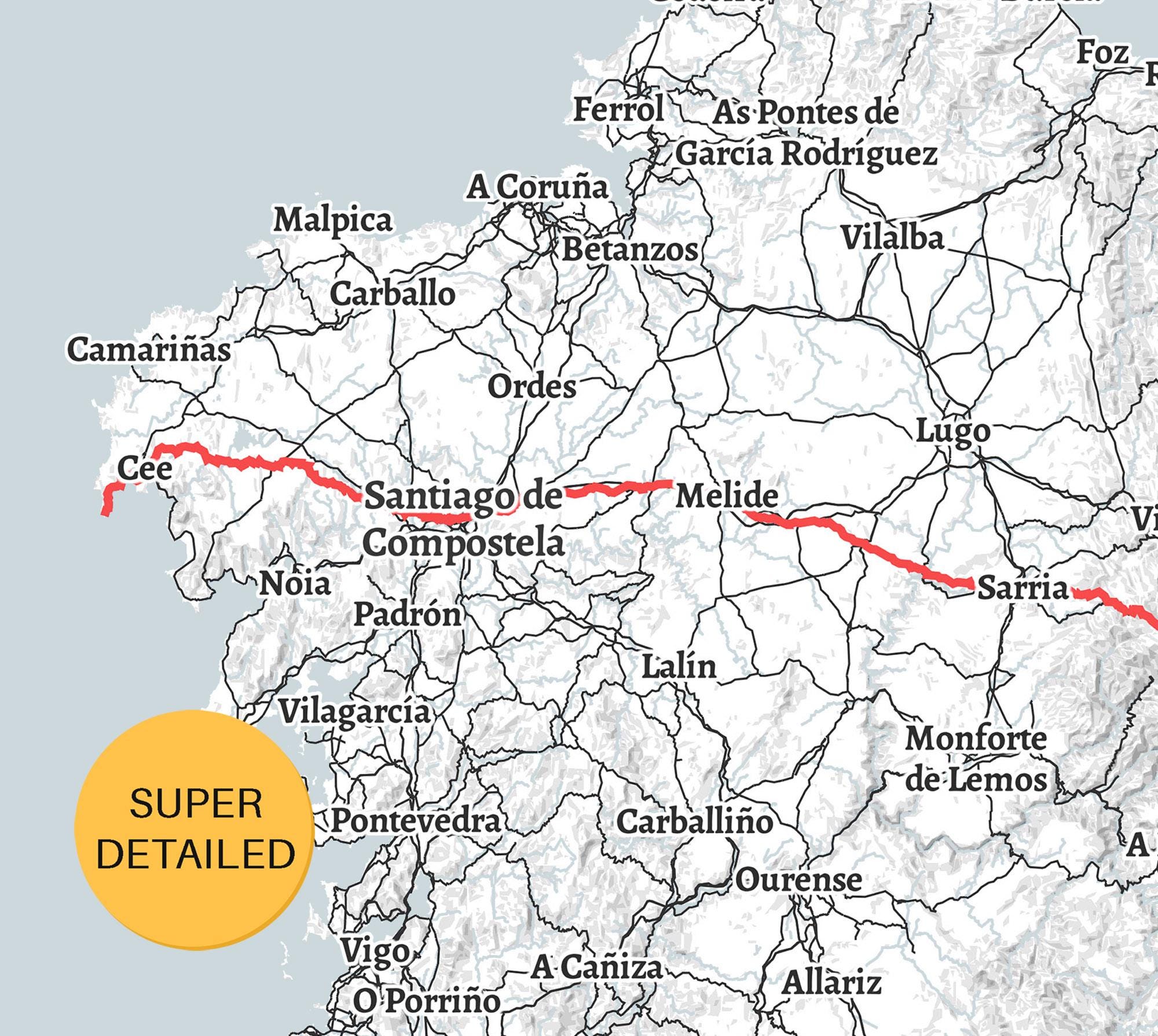 Printable Map Camino Frances Route - the French Way - Instant Download ...