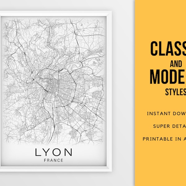 Printable Map of Lyon - Etsy