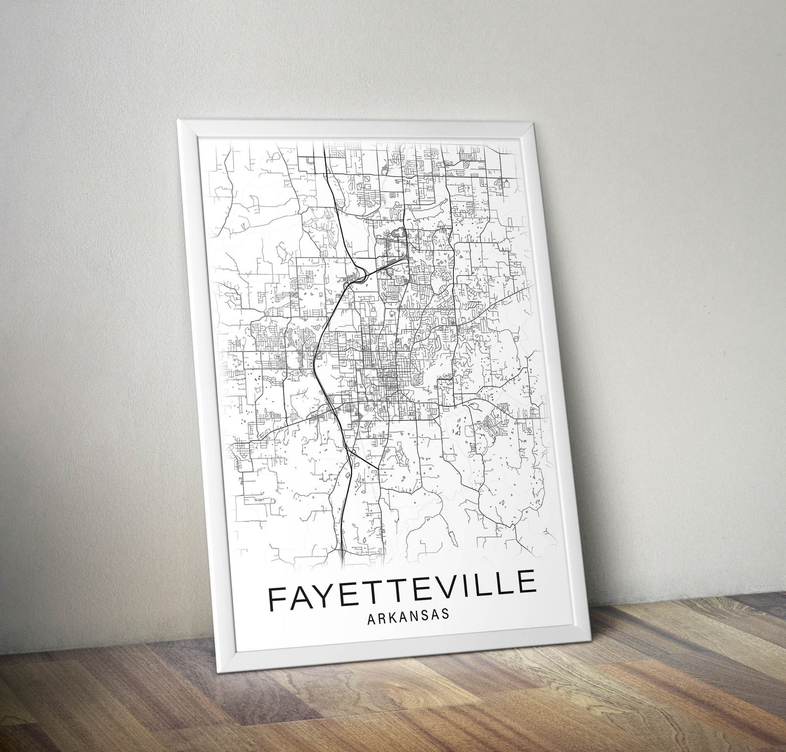 Printable Map of Fayetteville AR Map Print Arkansas USA City - Etsy