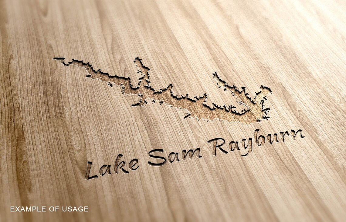 Sam Rayburn Reservoir Map SVG Texas Map Vector File Instant | Etsy