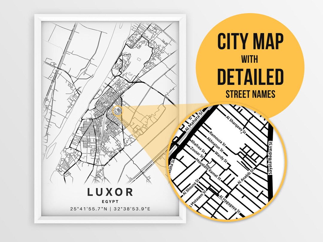 Printable Map of Luxor Egypt With Street Names Instant - Etsy