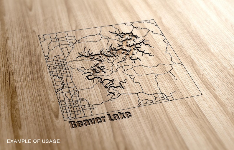 Layered Map of Beaver Lake Arkansas Map Vector File SVG - Etsy