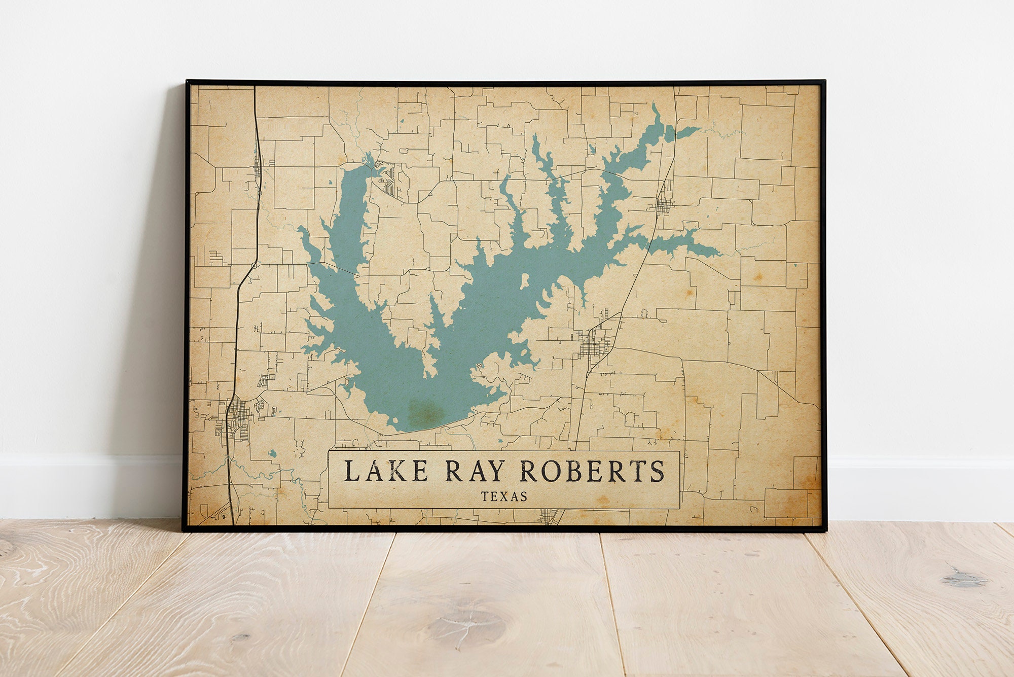 Vintage Style Map of Lake Ray Roberts Texas USA Instant | Etsy