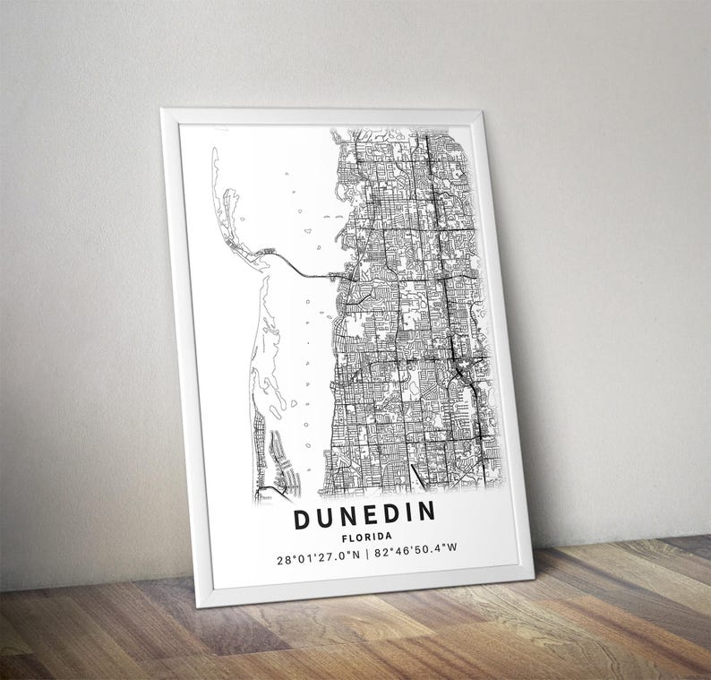 Dunedin Florida Map With Street Names, Printable Dunedin City Poster ...