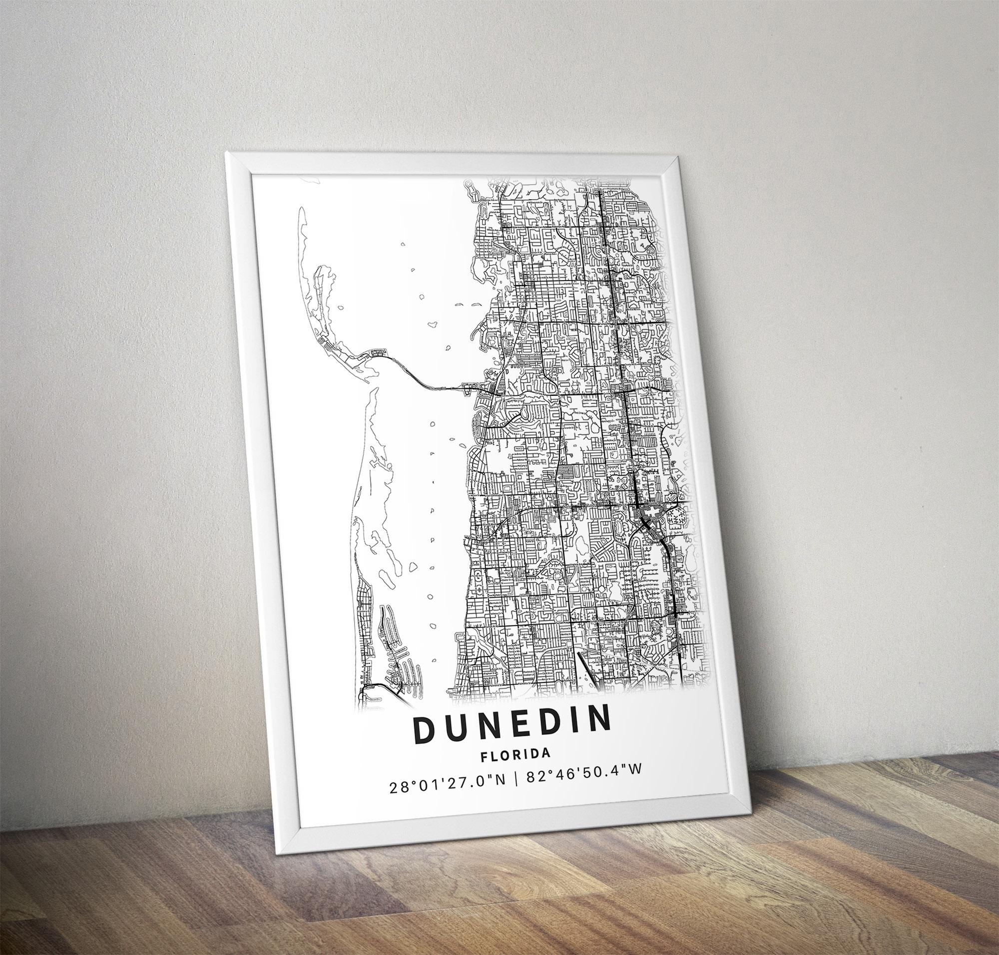 Dunedin Florida Map With Street Names, Printable Dunedin City Poster ...