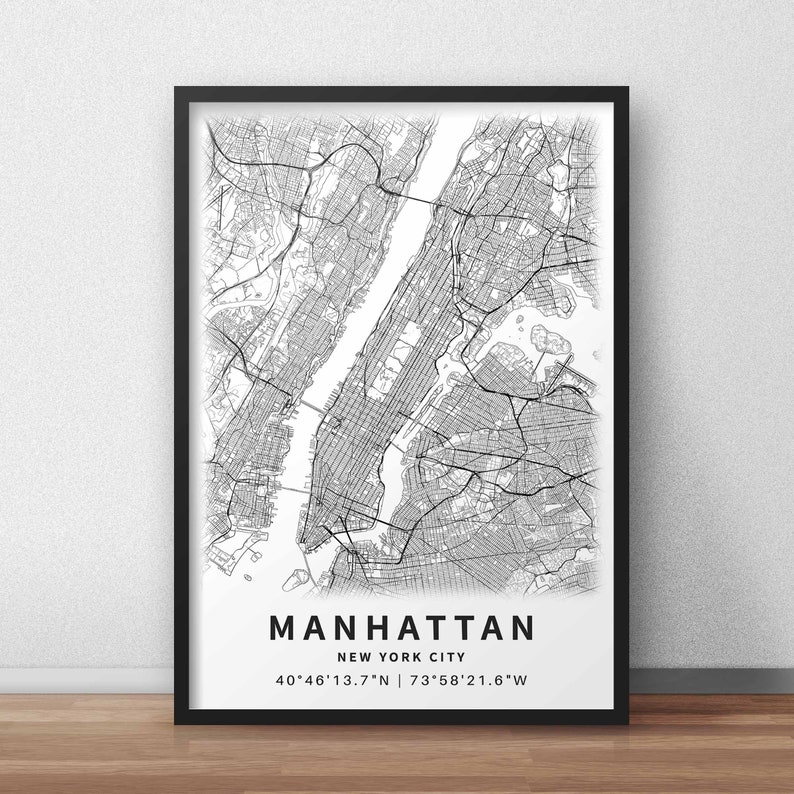 Printable Map of Manhattan, New York City, USA With Street Names ...