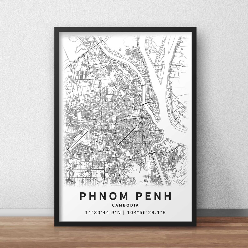 Printable Map of Phnom Penh Cambodia With Street Names - Etsy