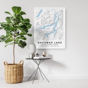 Printable Map of Shuswap Lake, British Columbia, Canada - Instant ...
