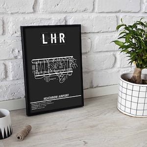 LHR London Heathrow Airport Poster - Instant Download \ Airport Map ...