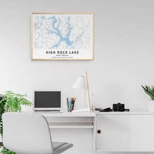 Printable Map of High Rock Lake, North Carolina, - Instant Download ...