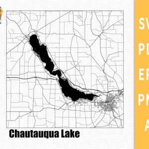 Layered Map of Chautauqua Lake, New York, Vector File - SVG \ PDF \ PNG ...