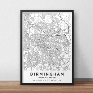 Printable Map of Birmingham, England, UK With Street Names - Instant ...