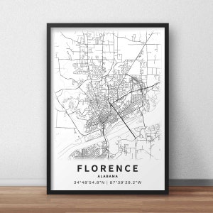 Printable Map of Florence, Alabama, USA With Street Names Instant ...