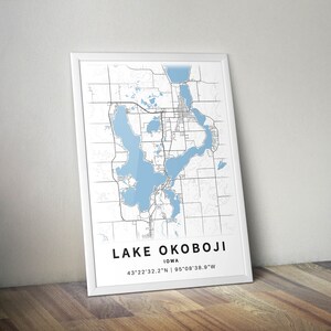 Printable Map of Okoboji Lake, Iowa, US - Instant Download \ Lake Map ...
