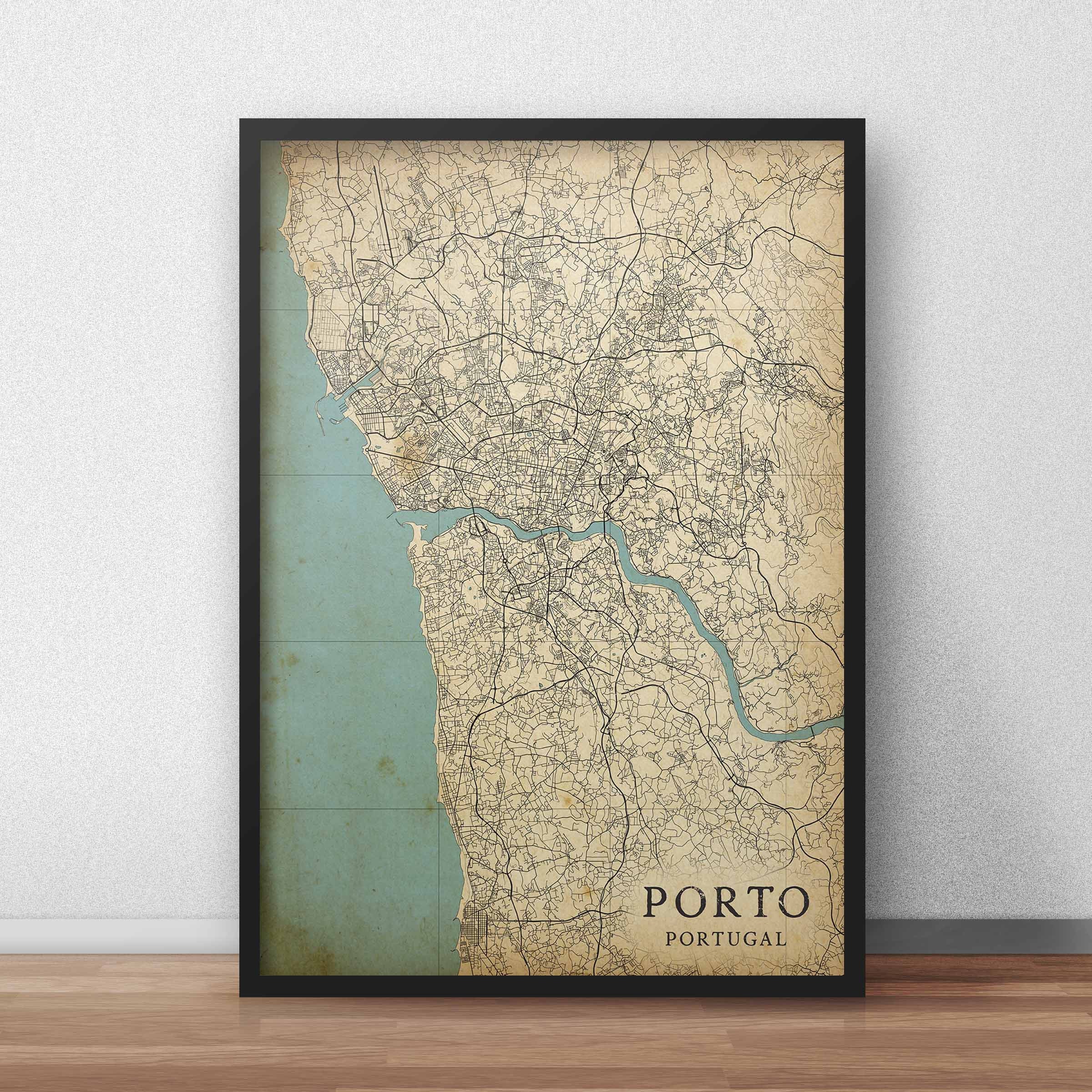 Printable Vintage Style Map of Porto Portugal Instant | Etsy