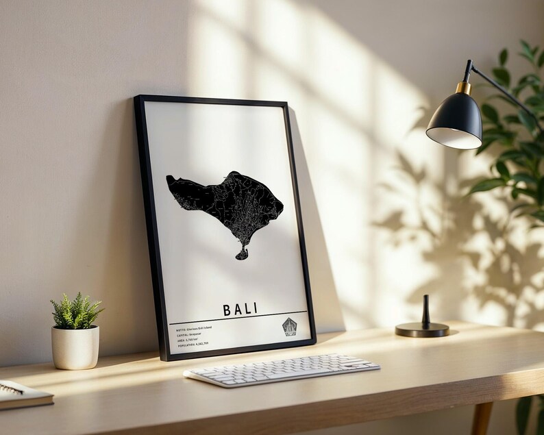 Bali Map Poster, Printable Indonesia Road Map With City Names (instant ...