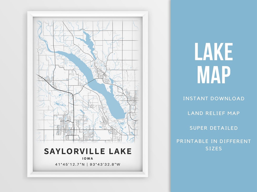 Printable Map of Saylorville Lake Iowa United States - Etsy