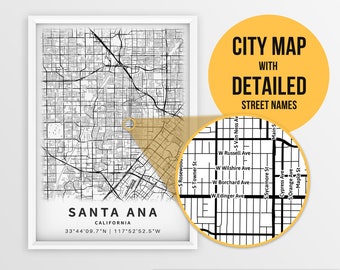 Santa Ana City Map - Etsy