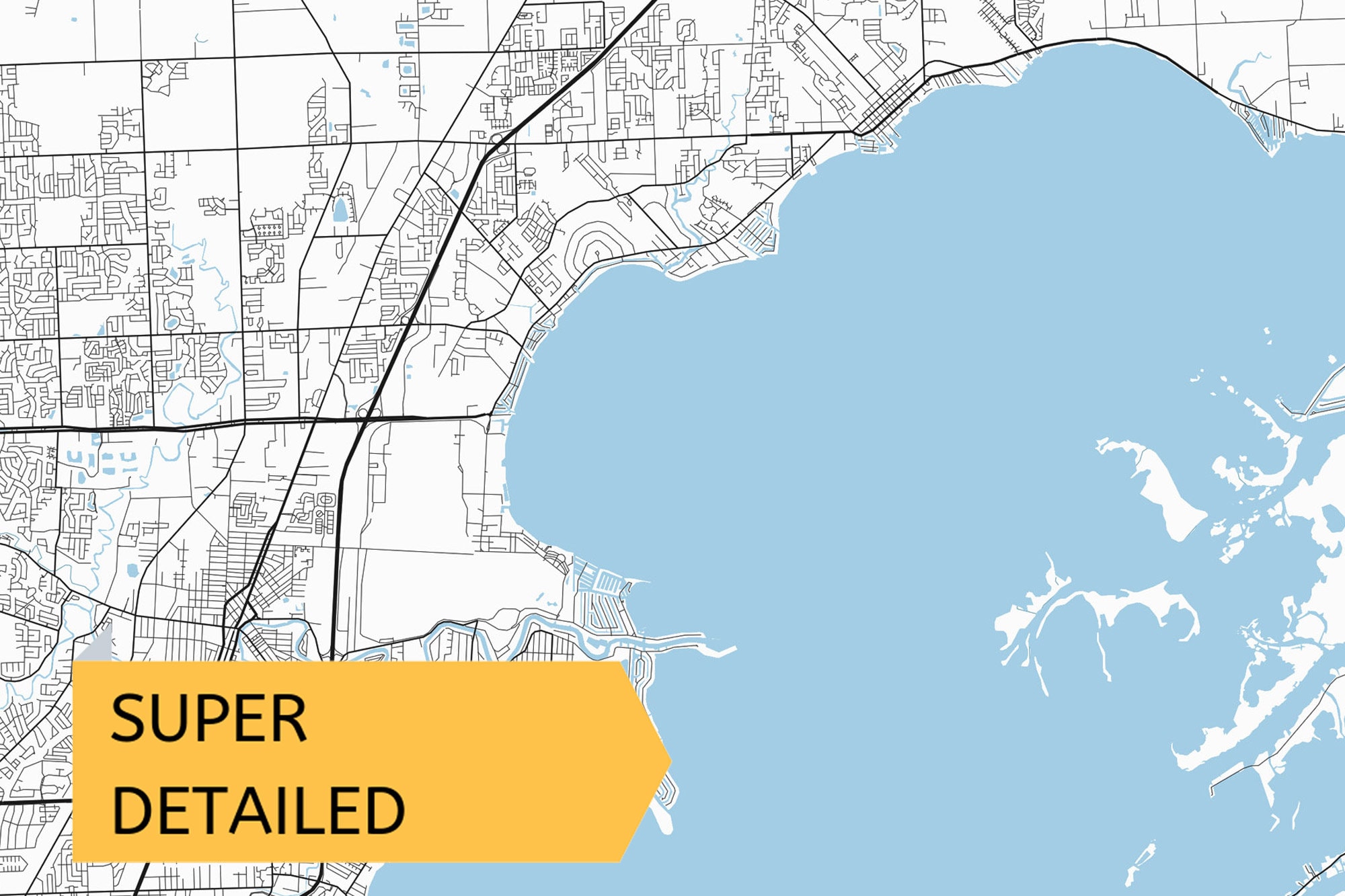 Printable Map of Lake St. Clair Michigan United States - Etsy