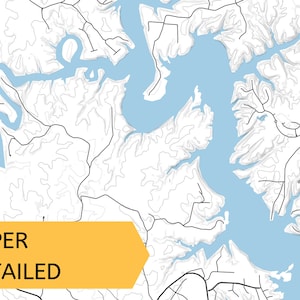 Printable Map of Lake Tuscaloosa, Alabama, US - Instant Download \ Lake ...