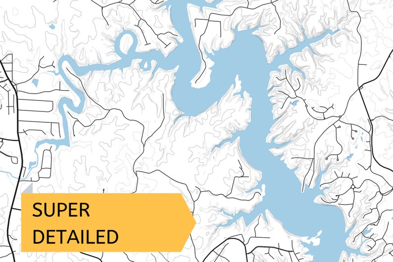 Printable Map of Lake Tuscaloosa Alabama United States - Etsy