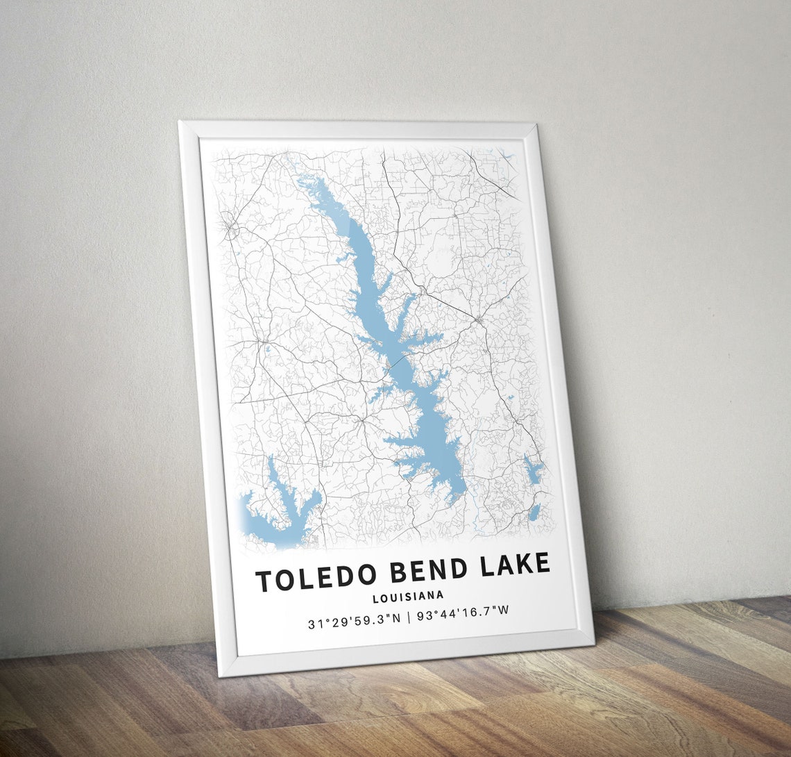 Printable Map of Toledo Bend Reservoir Louisiana United - Etsy