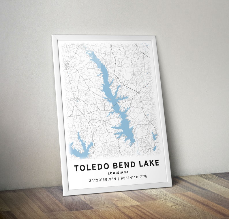 Printable Map of Toledo Bend Reservoir Louisiana United - Etsy