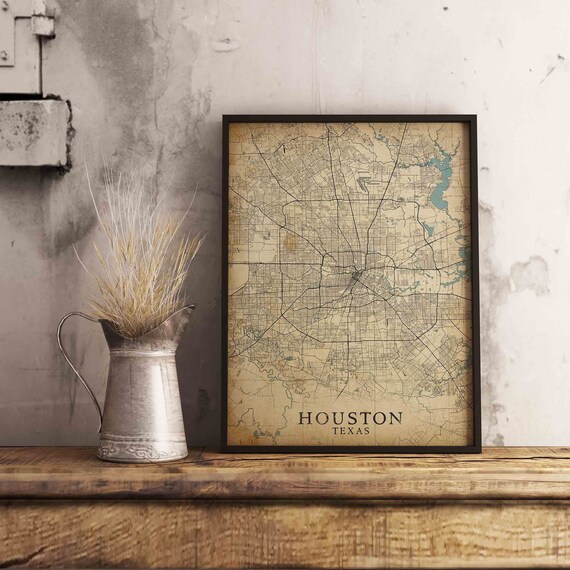 Printable Vintage Style Map of Houston Texas Instant | Etsy