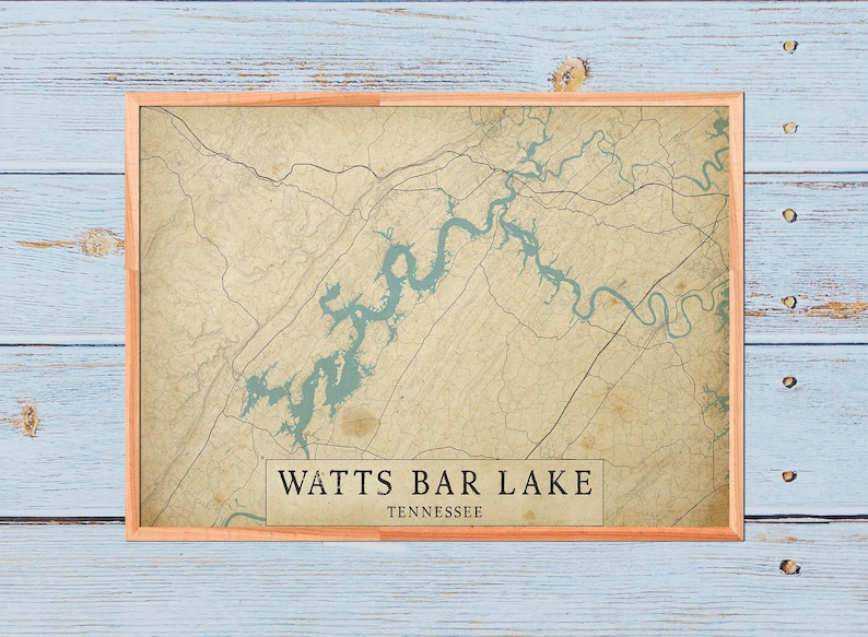 Printable Vintage Style Map Watts Bar Lake Tennessee - Etsy