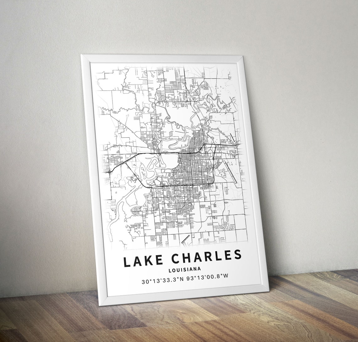 Printable Map of Lake Charles, Louisiana, USA With Street Names ...