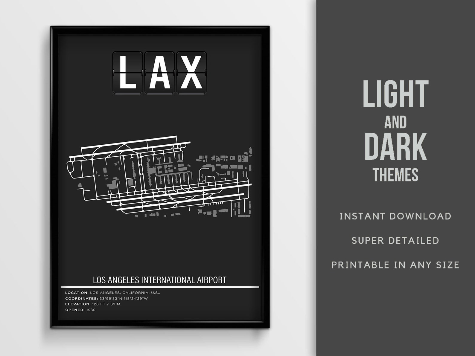 LAX Los Angeles International Airport Poster Instant | Etsy