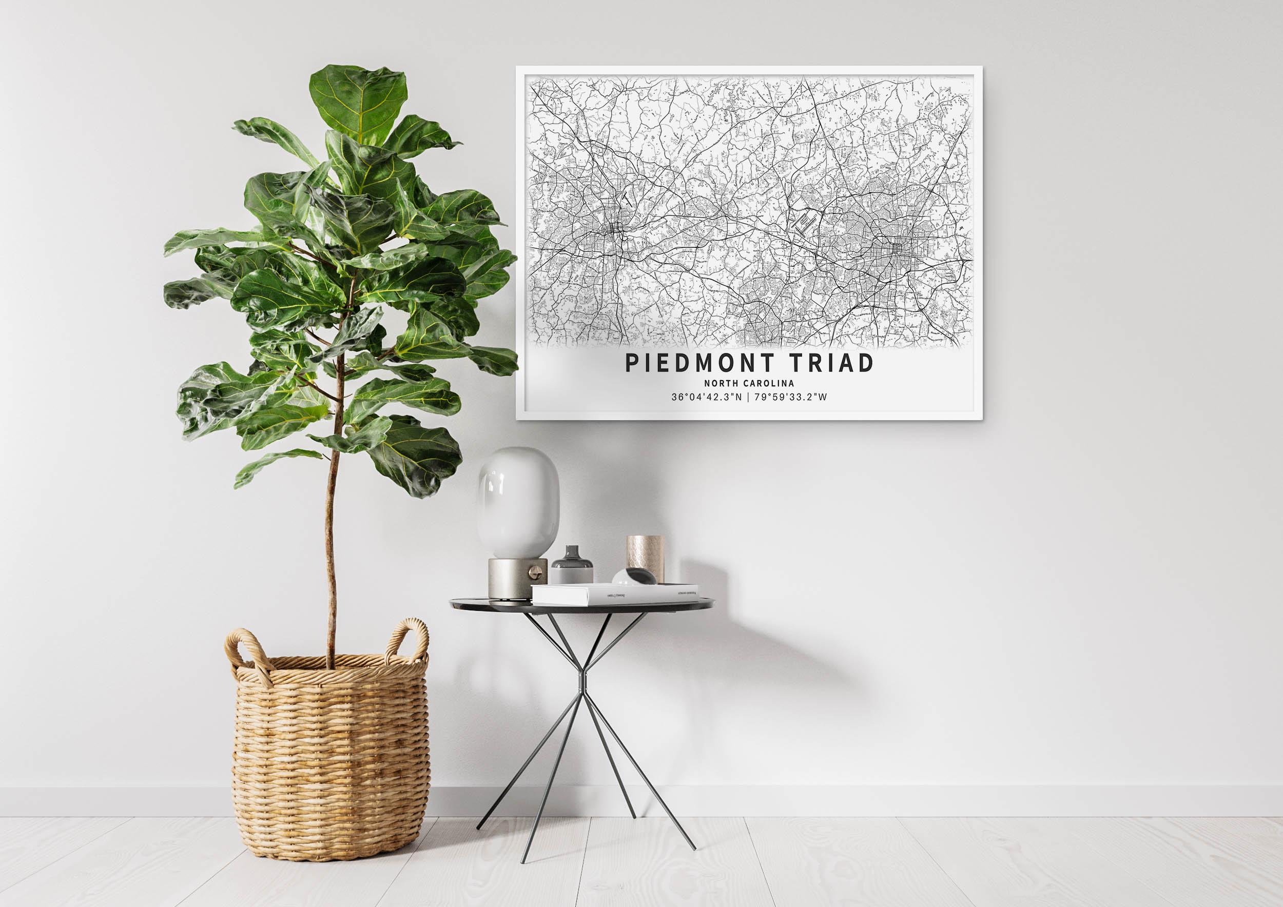 Printable Map of Piedmont Triad, North Carolina, USA With Street Names ...