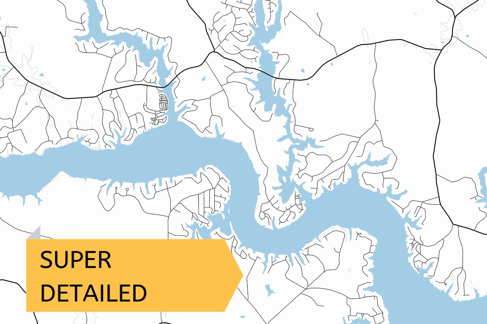 Printable Map of Lake Gaston, North Carolina, US Instant Download Lake ...