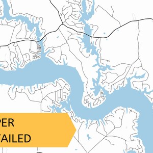 Printable Map of Lake Gaston, North Carolina, US - Instant Download ...