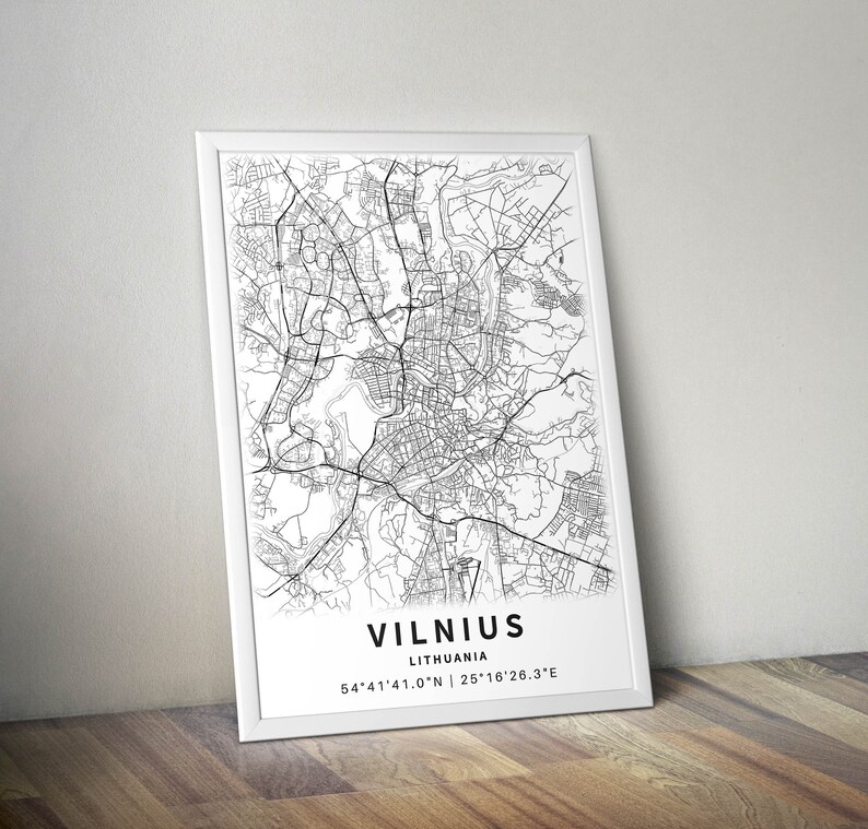 Printable Map of Vilnius Lithuania With Street Names Instant - Etsy