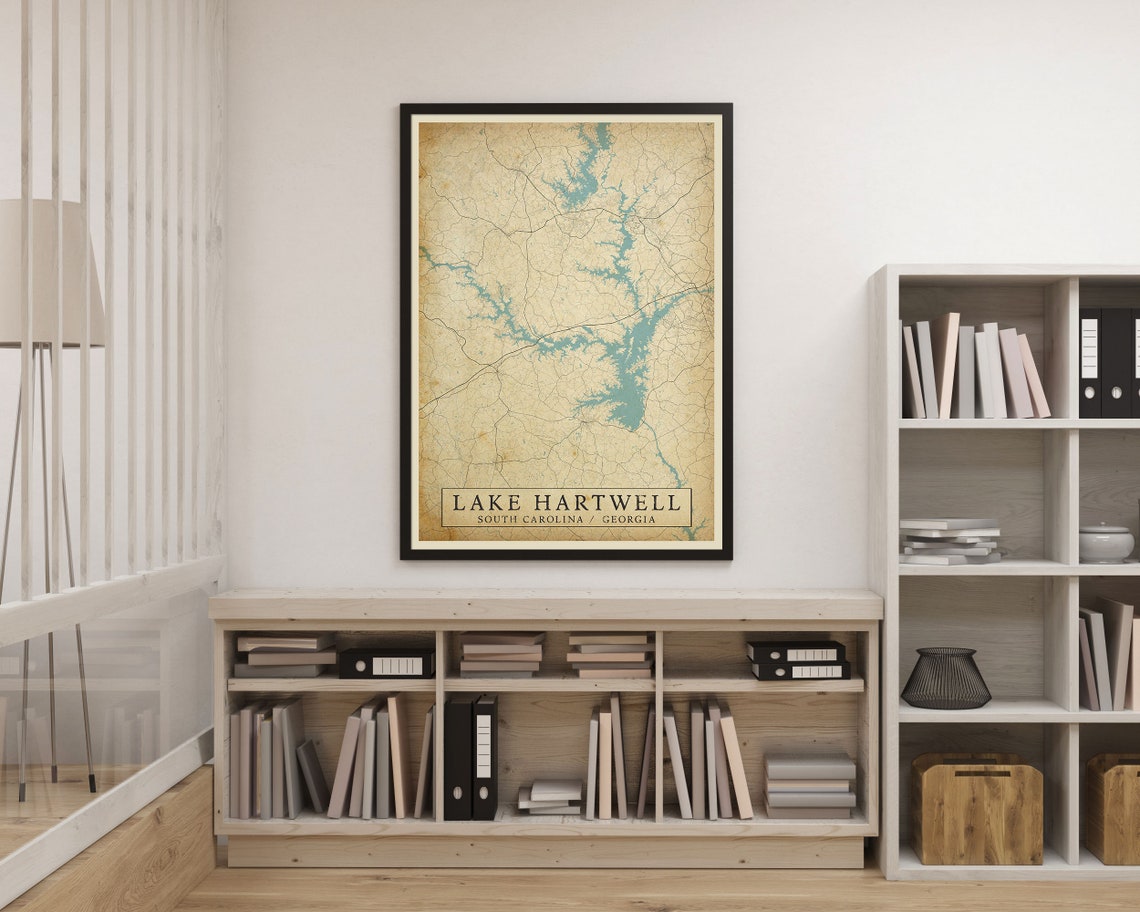 Vintage Style Map of Lake Hartwell Georgia and South Carolina | Etsy