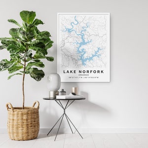 Printable Map of Norfork Lake, Arkansas, US - Instant Download \ Lake ...