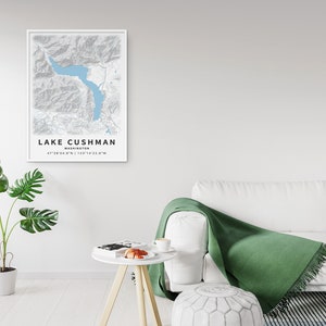 Printable Map of Lake Cushman, Washington, US - Instant Download \ Lake ...