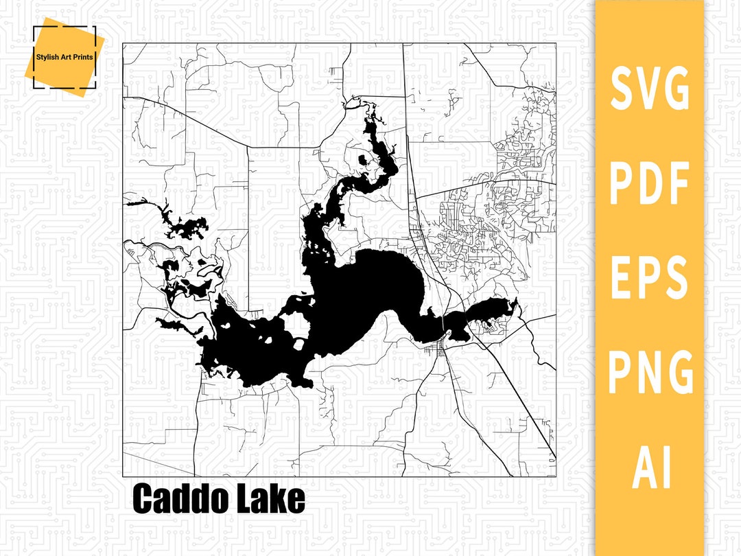 Layered Map of Caddo Lake, Texas Louisiana Map Vector File - SVG \ PDF ...